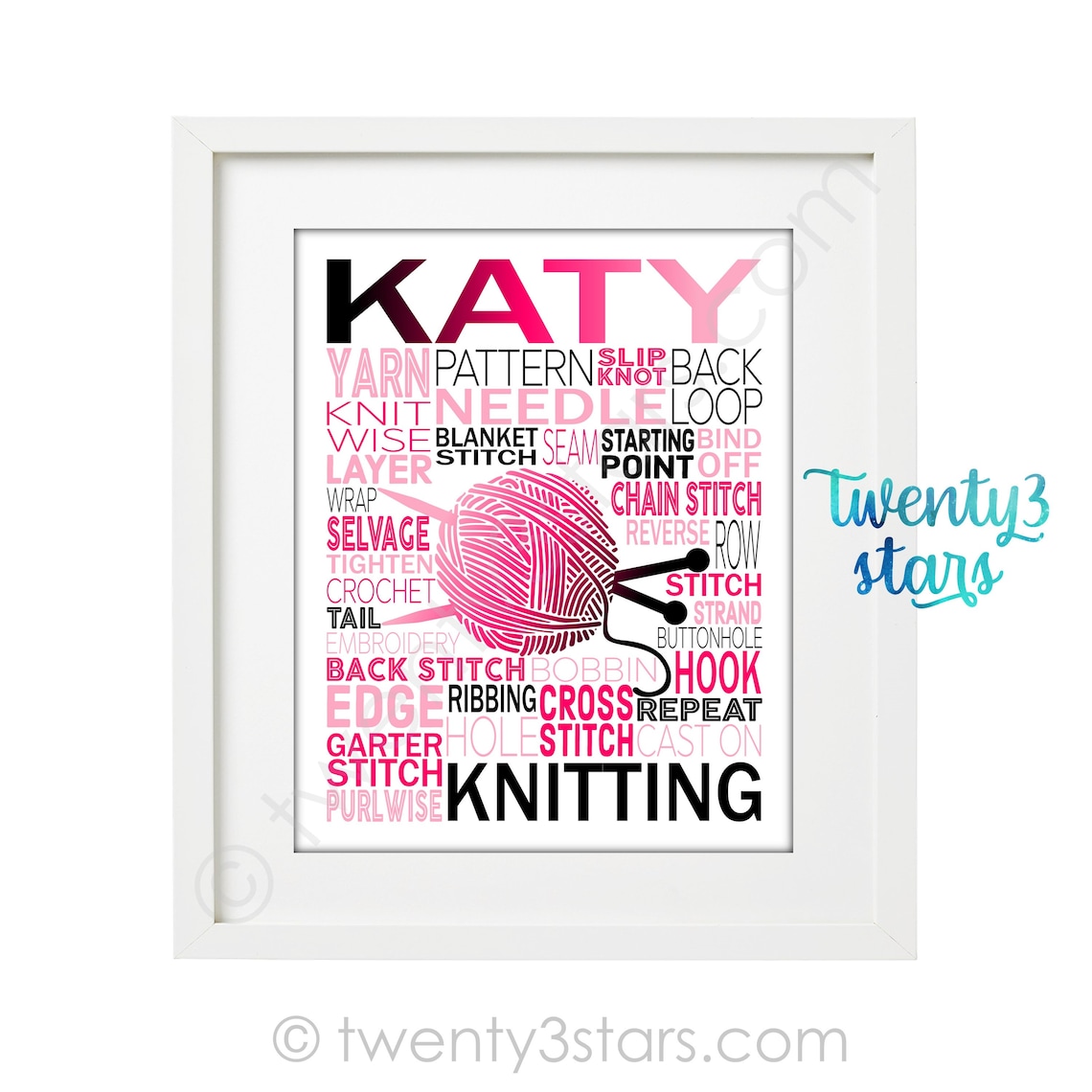Knitting Typography Poster Knitting Room Art Crocheting | Etsy