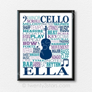 Cello Typography Poster: Custom Cellist Wall Art - Etsy
