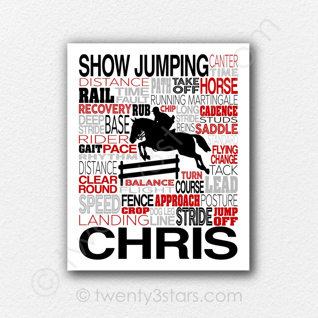 Equestrian Show Jumping Art Poster: Personalized Horse Lover Gift - Etsy