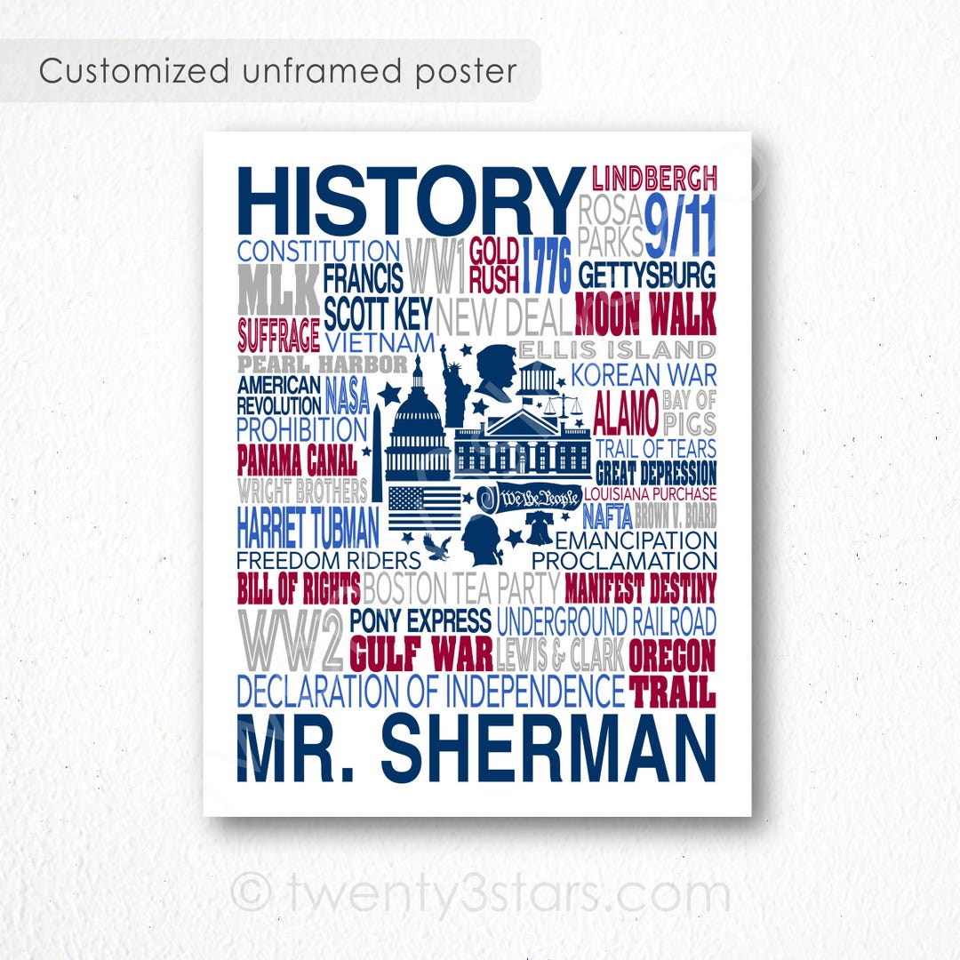 History Teacher Poster, Educator Gift, Gift for History Teacher ...