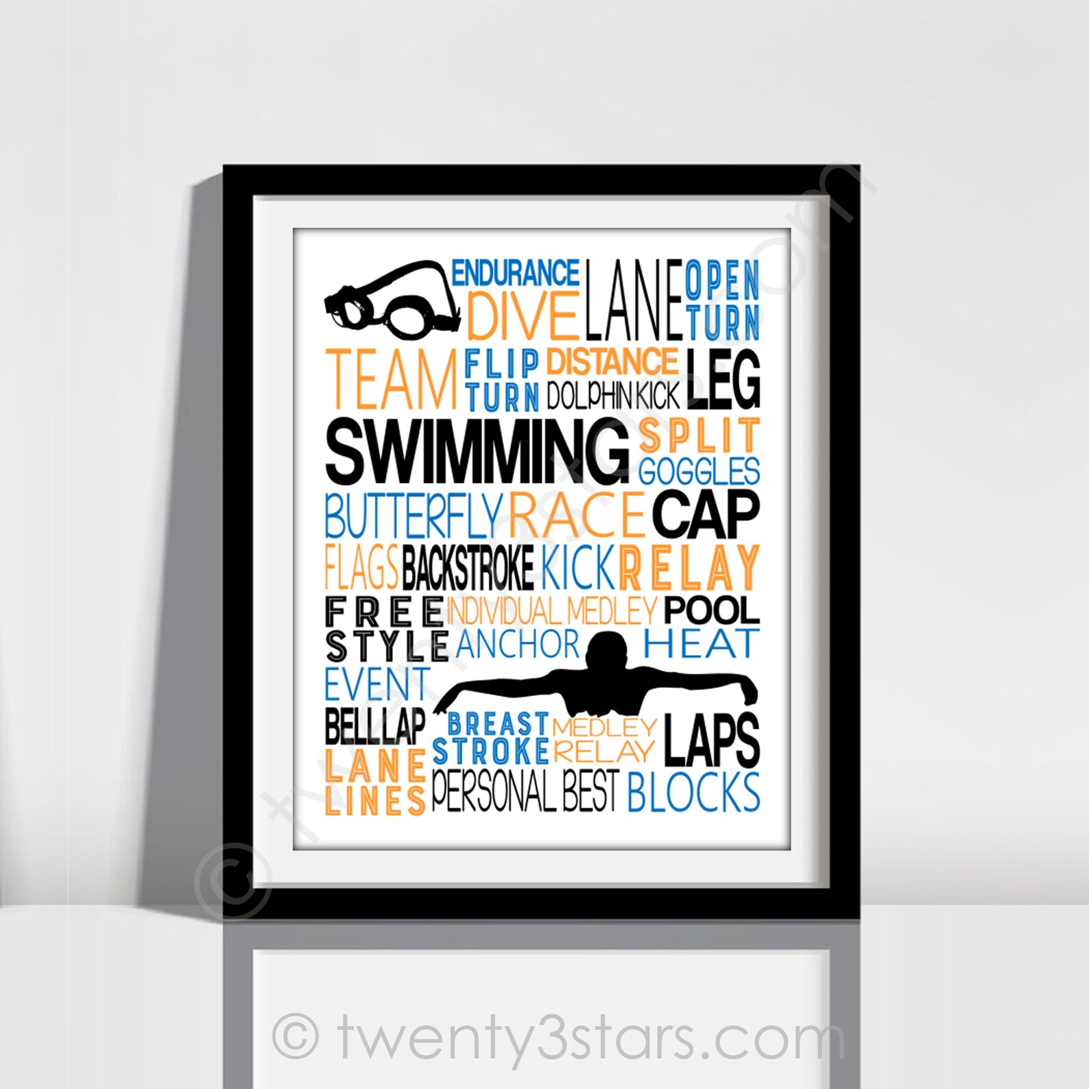 Swimming Word Art Swimmer Typography Swim Gift Gift for - Etsy
