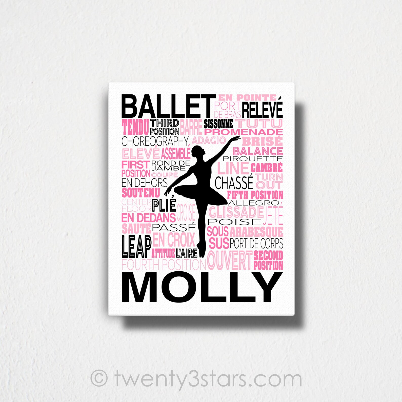 Ballerina Word Art Ballet Wall Art Personalized Gift for - Etsy