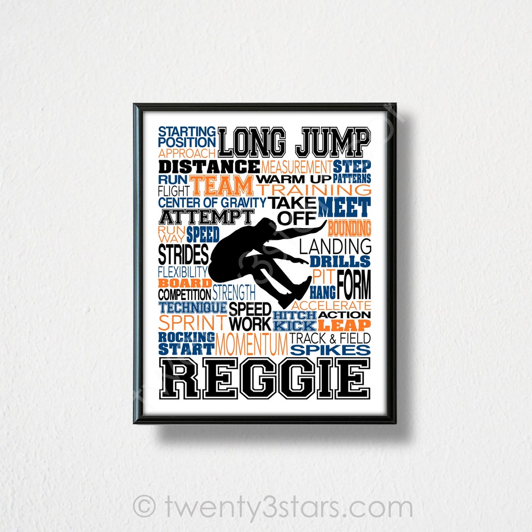 Long Jump Gift Long Jump Typography Poster Track and Field - Etsy