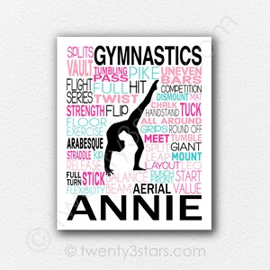 Personalized Gymnastics Art Print: Gymnast Gift, Team Colors - Etsy