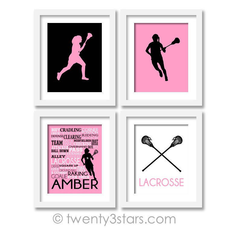 Girl's Lacrosse Posters Custom Lacrosse Art Lacrosse | Etsy