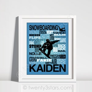 Snowboarding Typography Poster, Snowboarder Word Art, Personalized Gift ...