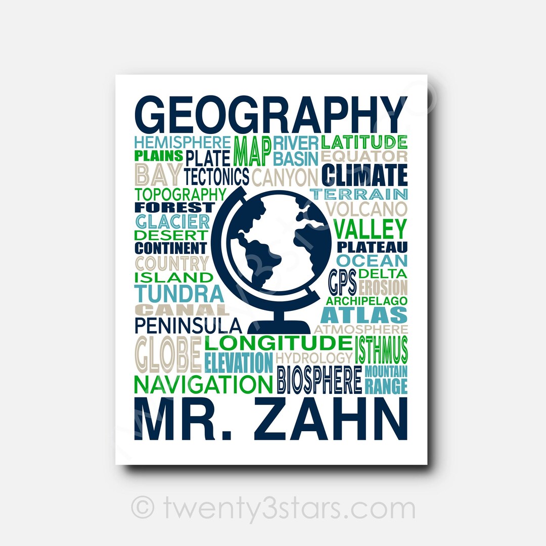 Custom Geography Teacher Word Art Poster: Personalized Social Studies ...