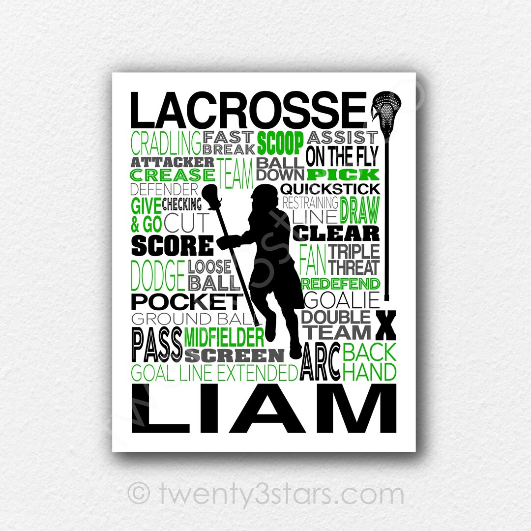 Lacrosse Typography Poster, Boy's Lacrosse Gift, Lacrosse Coach Gift ...