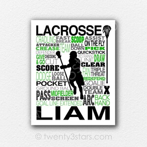 Lacrosse Typography Poster, Boy's Lacrosse Gift, Lacrosse Coach Gift ...