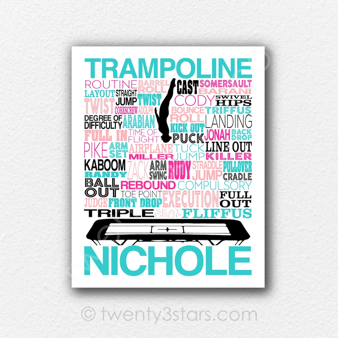 Trampoline Word Art, Trampoline Gymnast Gift, Gift for Trampoline ...