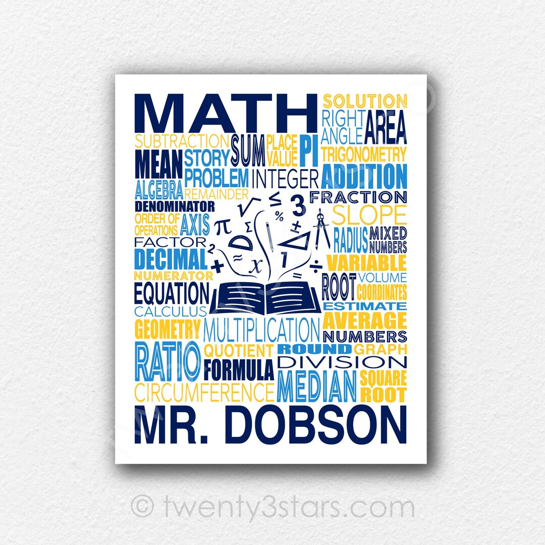 Math Teacher Poster, Educator Gift, Gift for Math Teacher, Teacher Gift ...