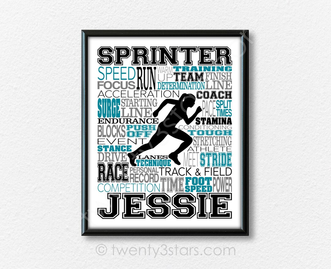 Girl's Sprinter Word Art Personalized Track and Field - Etsy