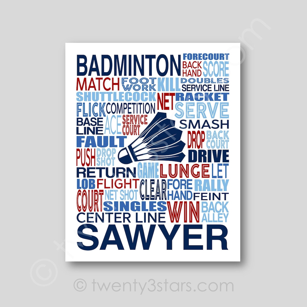 Badminton Word Art Badminton Art Tennis Art Badminton Player Gift ...