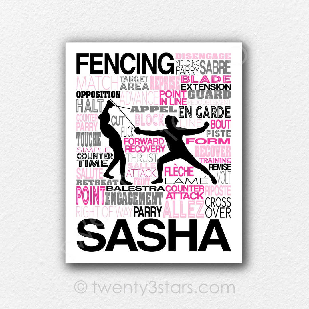 Custom Fencing Word Art Poster: Personalized Team Colors - Etsy