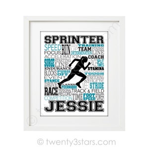 Boy's Sprinter Art, Personalized Track and Field Poster, Gift for ...