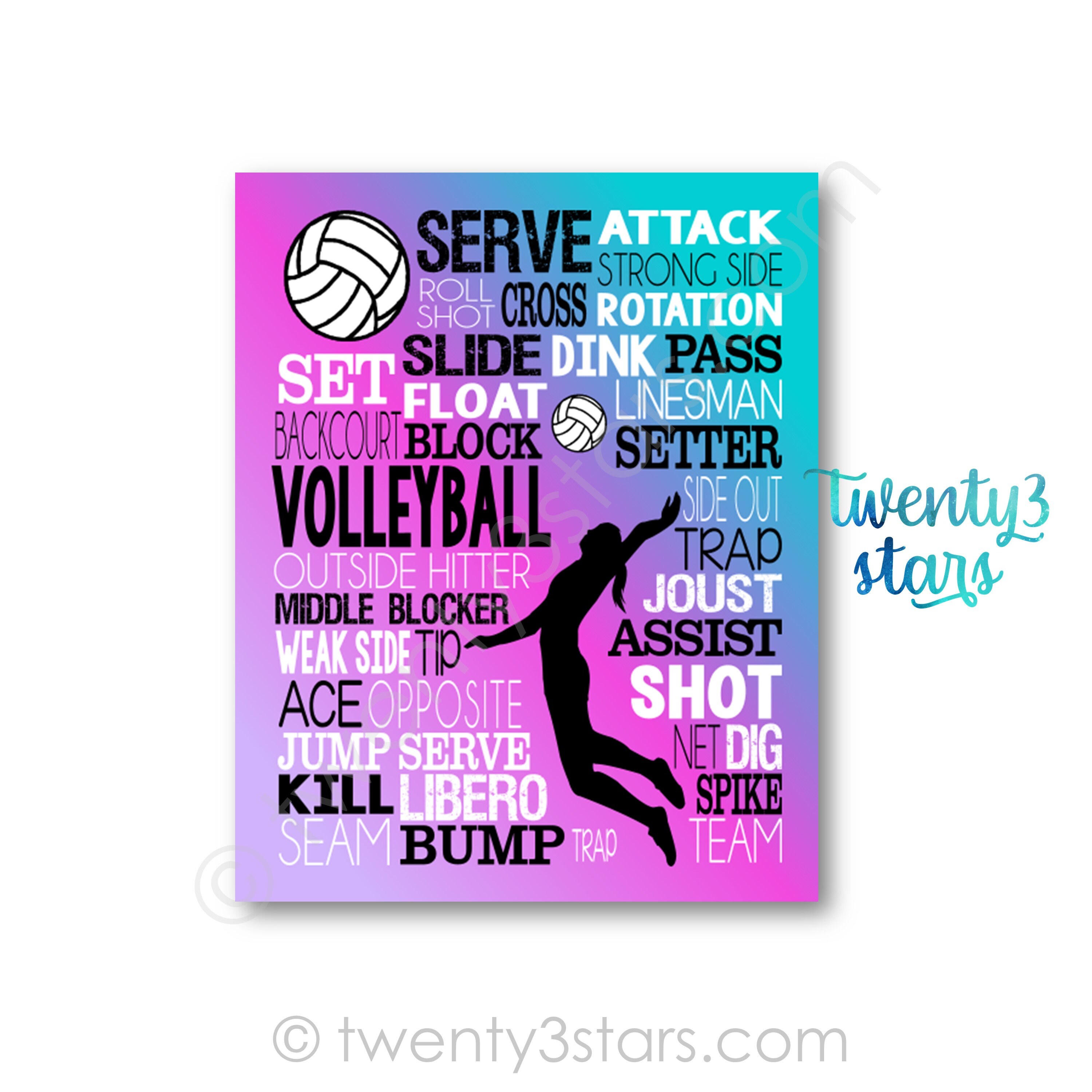 Volleyball Word Art Volleyball Poster Gift Volleyball Team | Etsy
