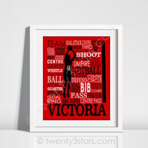 Netball Poster Typography, Girls Netball Art, Netball Team Gift ...