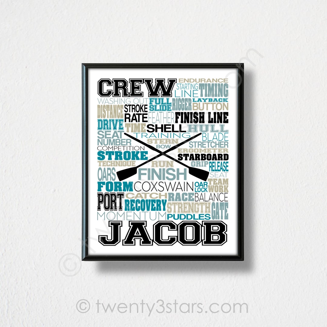 Crew Word Art Poster Rowing Team Gift Crew Team Gift Rowing - Etsy