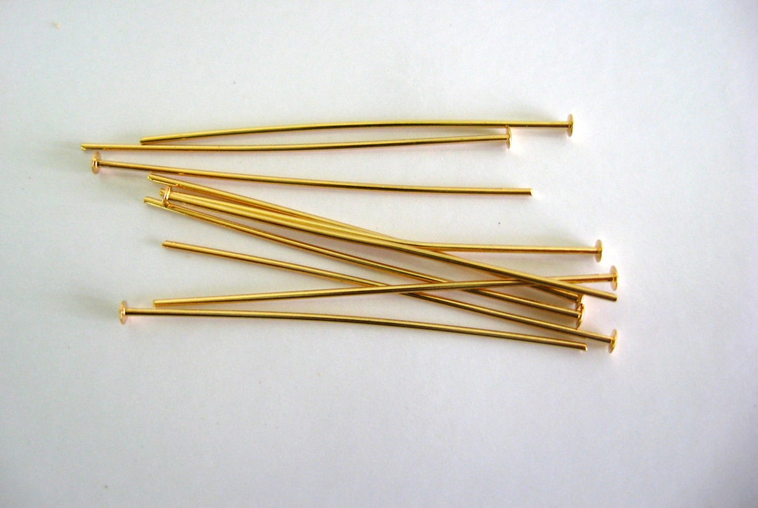 Gold Headpins 3 Inch Head Pins 21 Gauge Plated Brass Three Inches Long ...