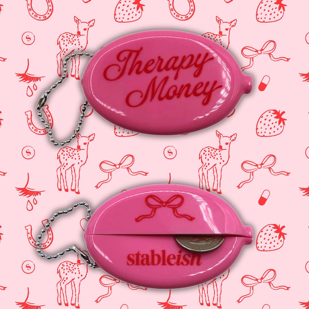 Therapy Money Pink Rubber Coin Purse | Cute Change Holder for Self-care ...