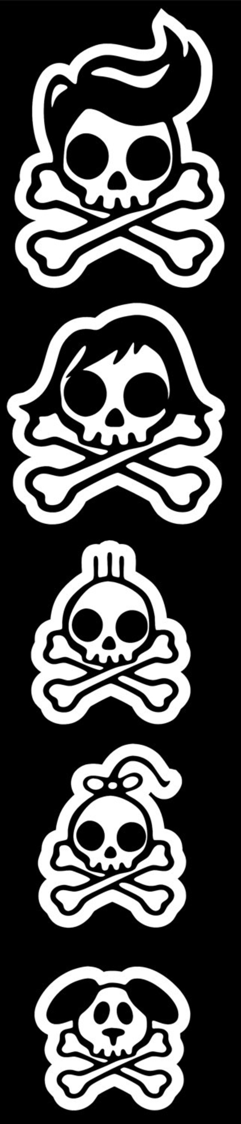 A Set of 5 Skull Rockabilly Mohawk Family Decal Car Window Sticker ANY ...