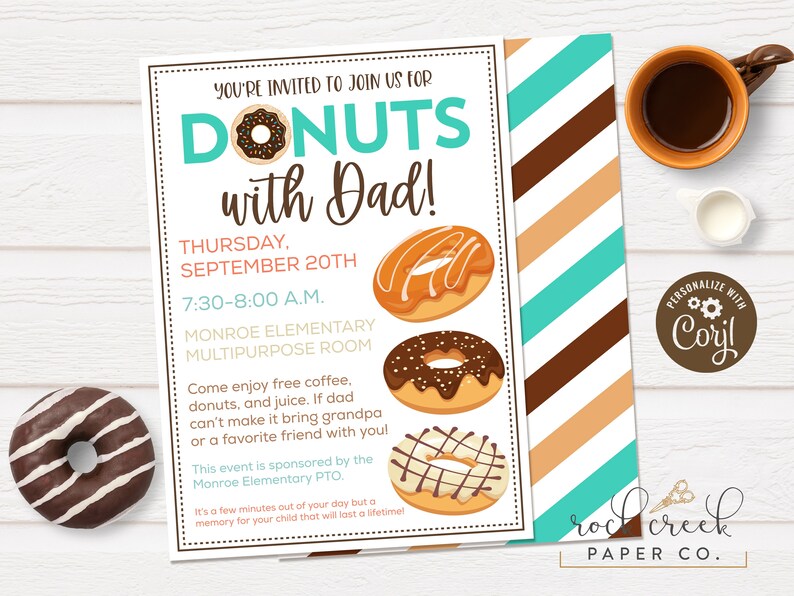 Donuts With Dad Invitation Donut Breakfast Invitation Donut - Etsy