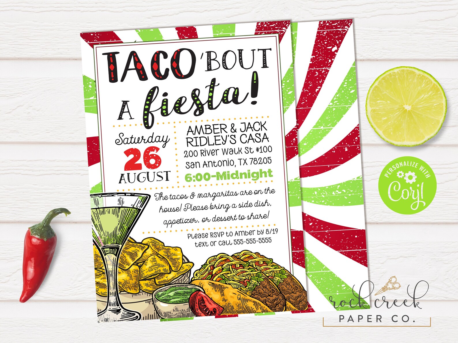 Taco Party Invitation Mexican Fiesta Invitation Cinco De - Etsy