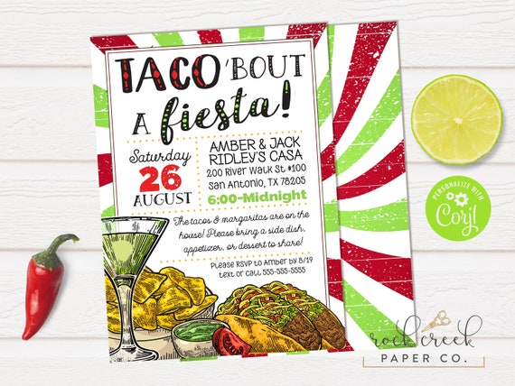 Taco Party Invitation, Mexican Fiesta Invitation, Cinco de Mayo Party ...