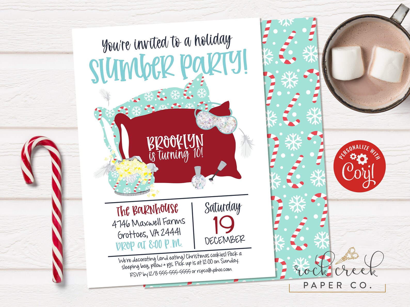 Christmas Slumber Party Invitation Slumber Party Christmas - Etsy