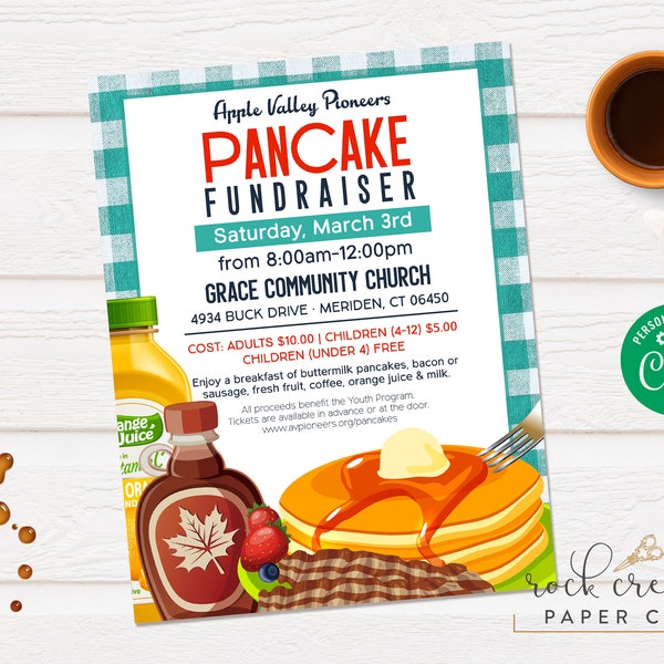 Pancake Sale Ticket Template - Etsy