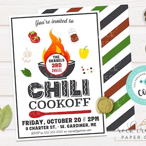Chili Cookoff Invitation, Chili Competition, Chili Cook off Invitation ...