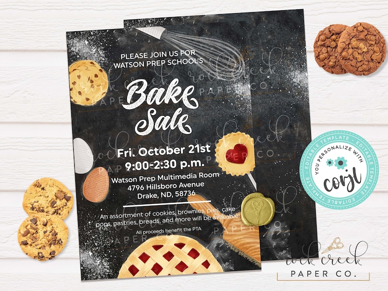 Bake Sale Flyer: Editable Templates (instant Download) - Etsy