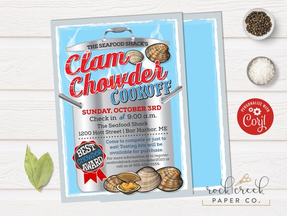Clam Chowder Cookoff Invitation, Clam Chowder Competition, Chowder Cook ...