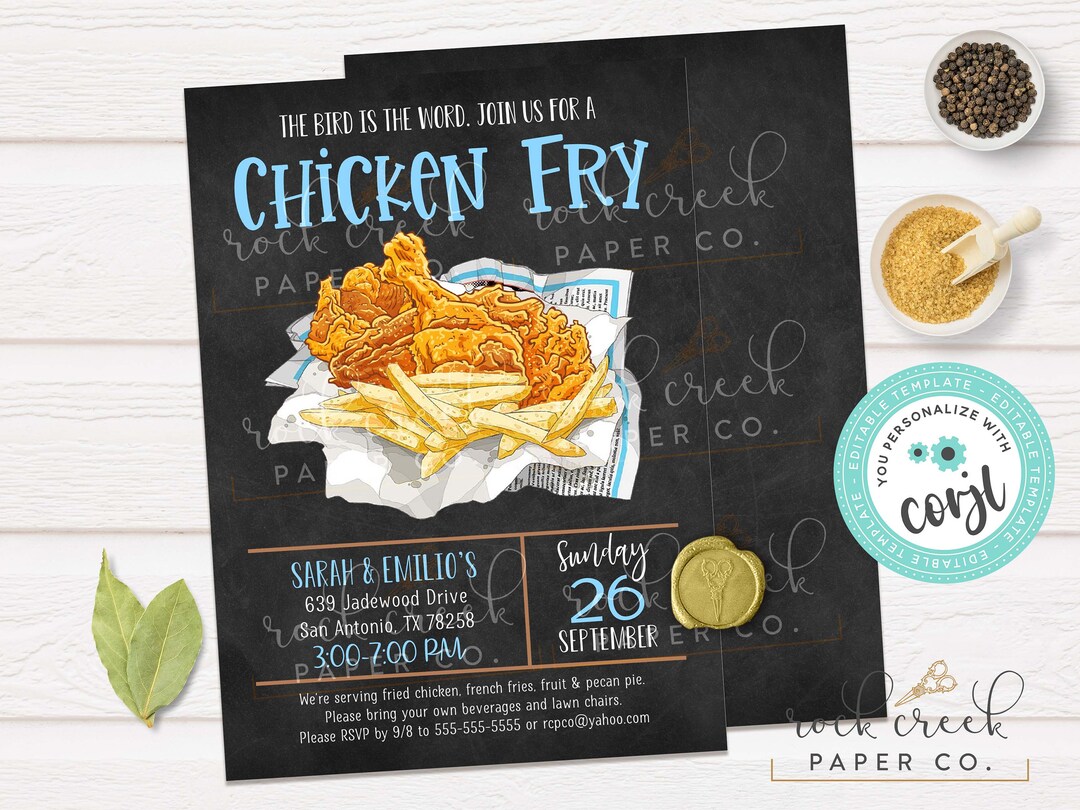 Chicken Fry Invitation: Editable Party Template (instant Download) - Etsy