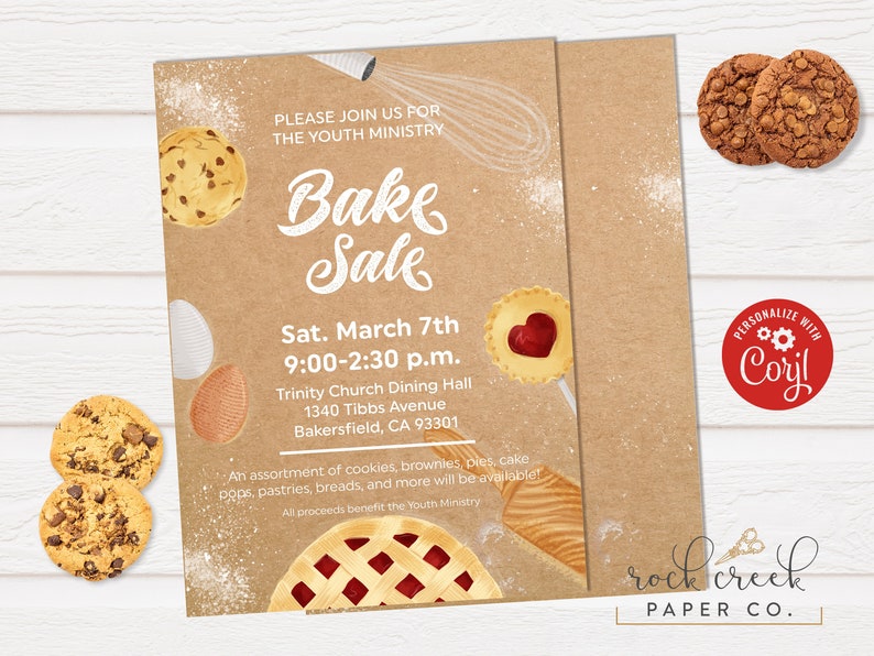 Bake Sale Invitation School Fundraiser Flyer Charity Bake | Etsy