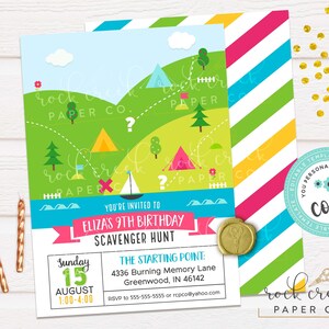 Scavenger Hunt Invitation, Scavenger Hunt Party, Camping Scavenger Hunt ...