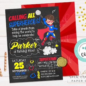 Superboy Birthday Invitation, Superhero Party, Superboy Birthday Party ...