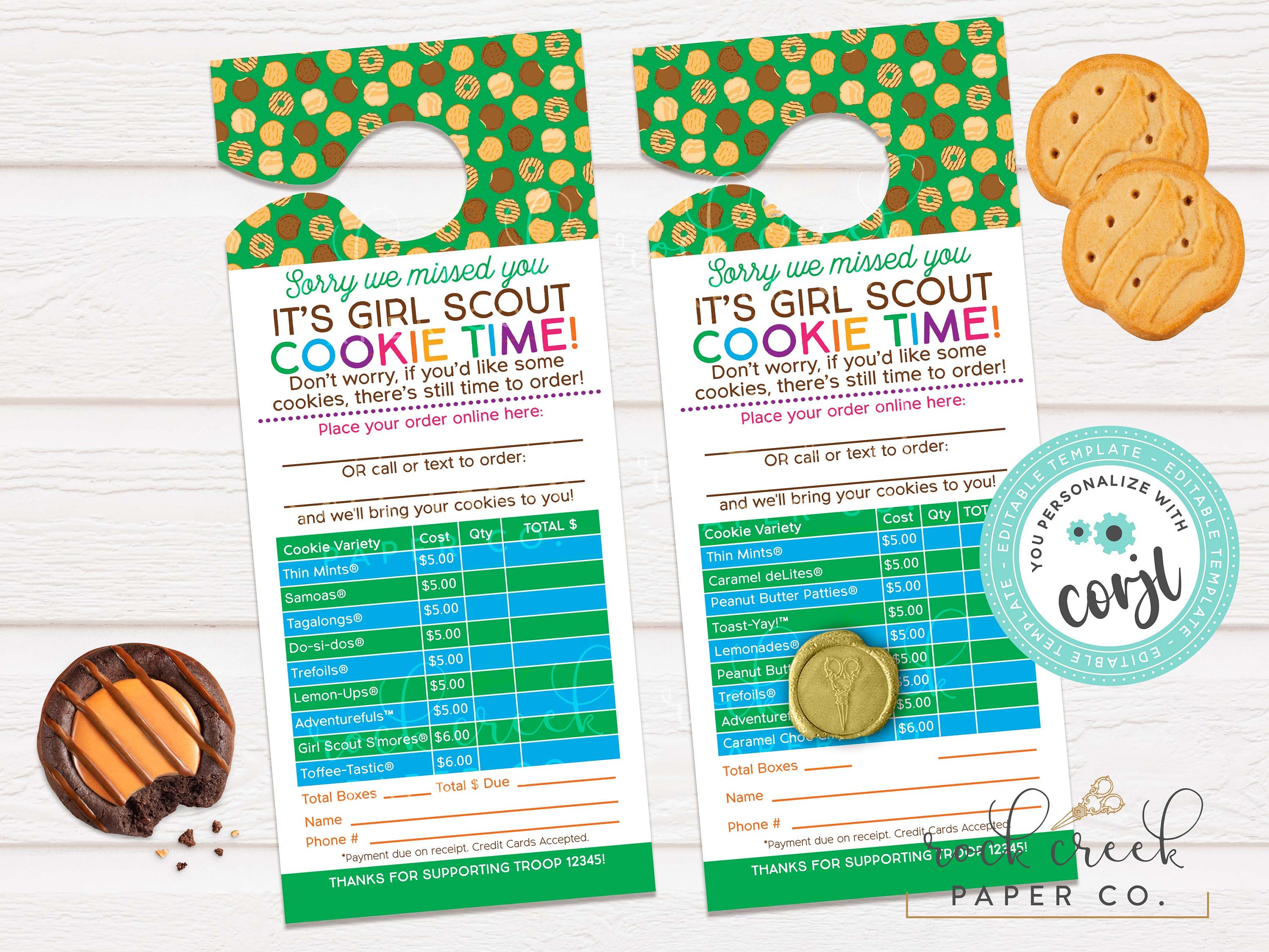 Girl Scout Cookie Door Hanger Template 2025 Cookie Family Guide By