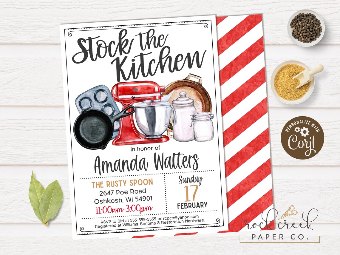Stock the Kitchen Bridal Shower Invitation Kitchen Bridal | Etsy