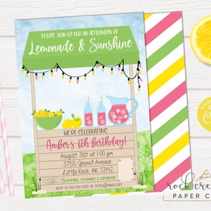 Lemonade Stand Birthday Invitation Lemonade Party Lemonade - Etsy