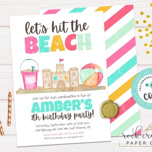 Sandcastles Birthday Invitation, Beach Birthday Party, Swim Party, Lake ...