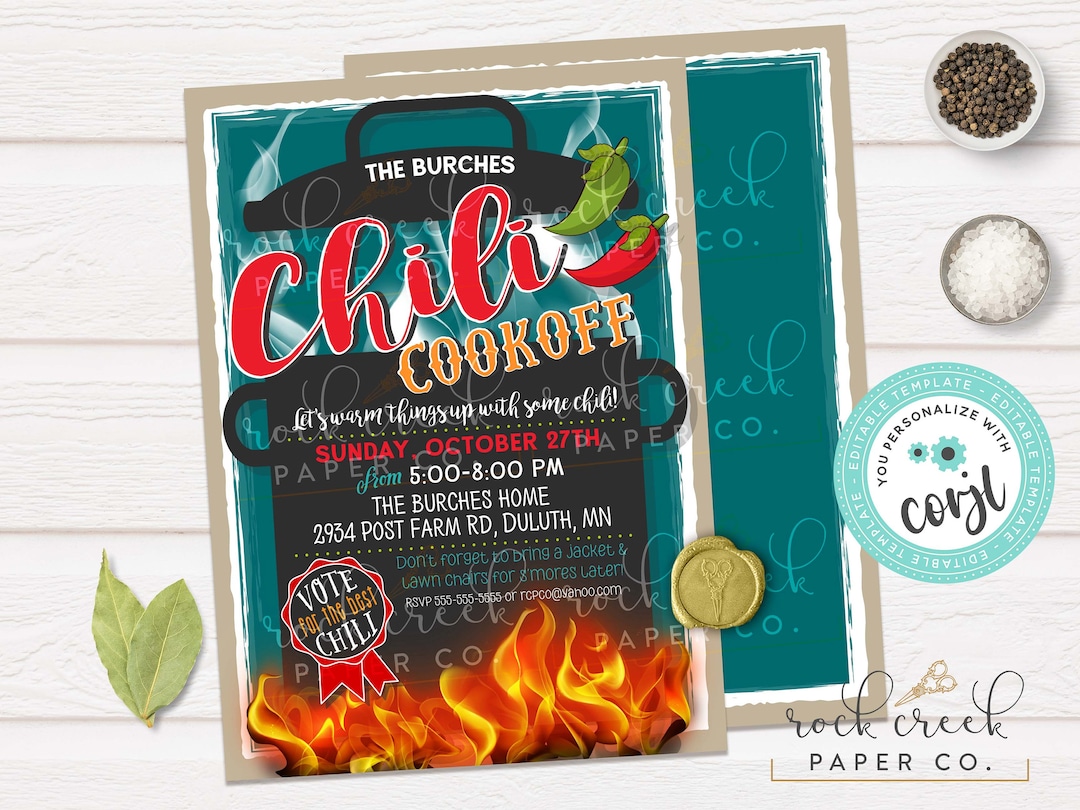 Chili Cookoff Invitation Template: Editable Event Templates (instant ...