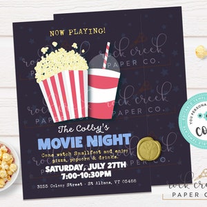 Backyard Movie Invitation, Movie Night Invitation, Night at the Movies ...