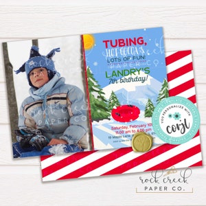 Snow Tubing Birthday Invitation: Editable Party Template (instant ...