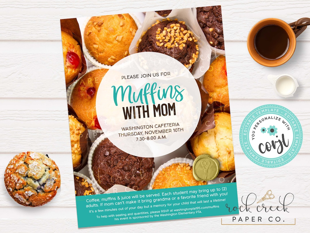 Muffins With Mom Flyer: Editable Template (instant Download) - Etsy