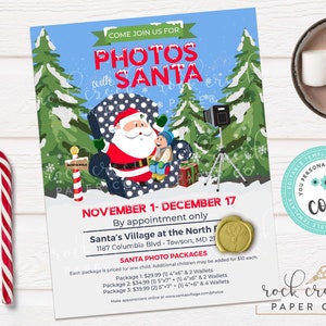 Santa Photos Flyer, Photos With Santa Invitation, Christmas Photos ...
