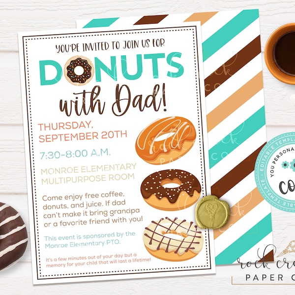 Donuts With Dad Invitation - Etsy