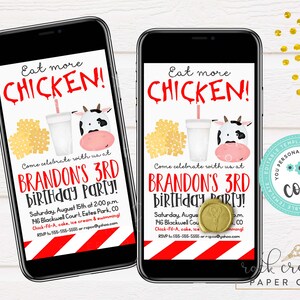 Eat More Chicken Birthday Invitation: Editable Party Templates (instant ...