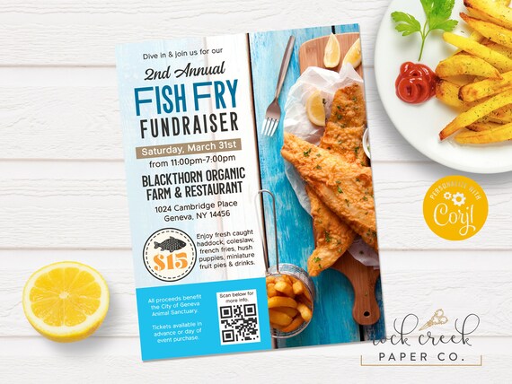 Fish Fry Fundraiser Flyer, School Fundraiser, Charity Seafood Fry ...