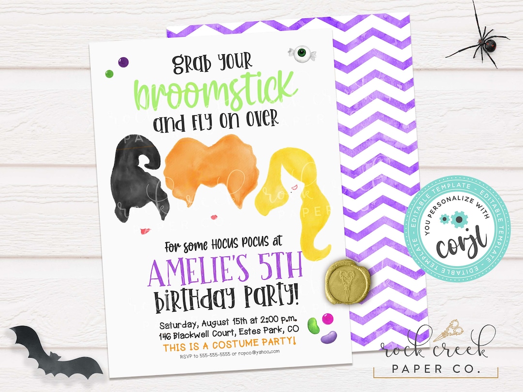 Hocus Pocus Birthday Invitation, Sanderson Sisters Birthday Party ...